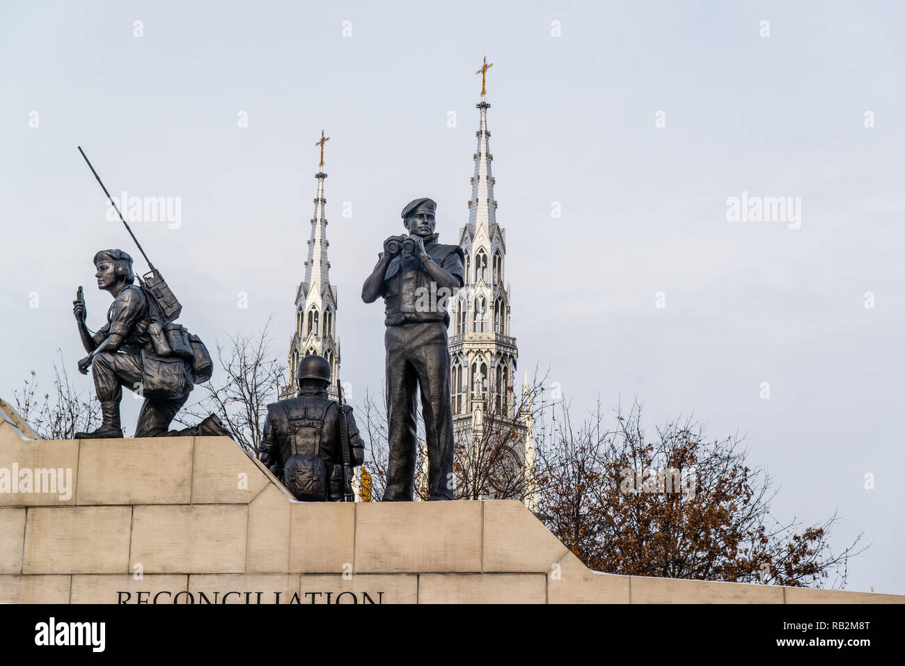 Scout Soldiers Memorial statues in Downtown Ottawa with the Basilica ...