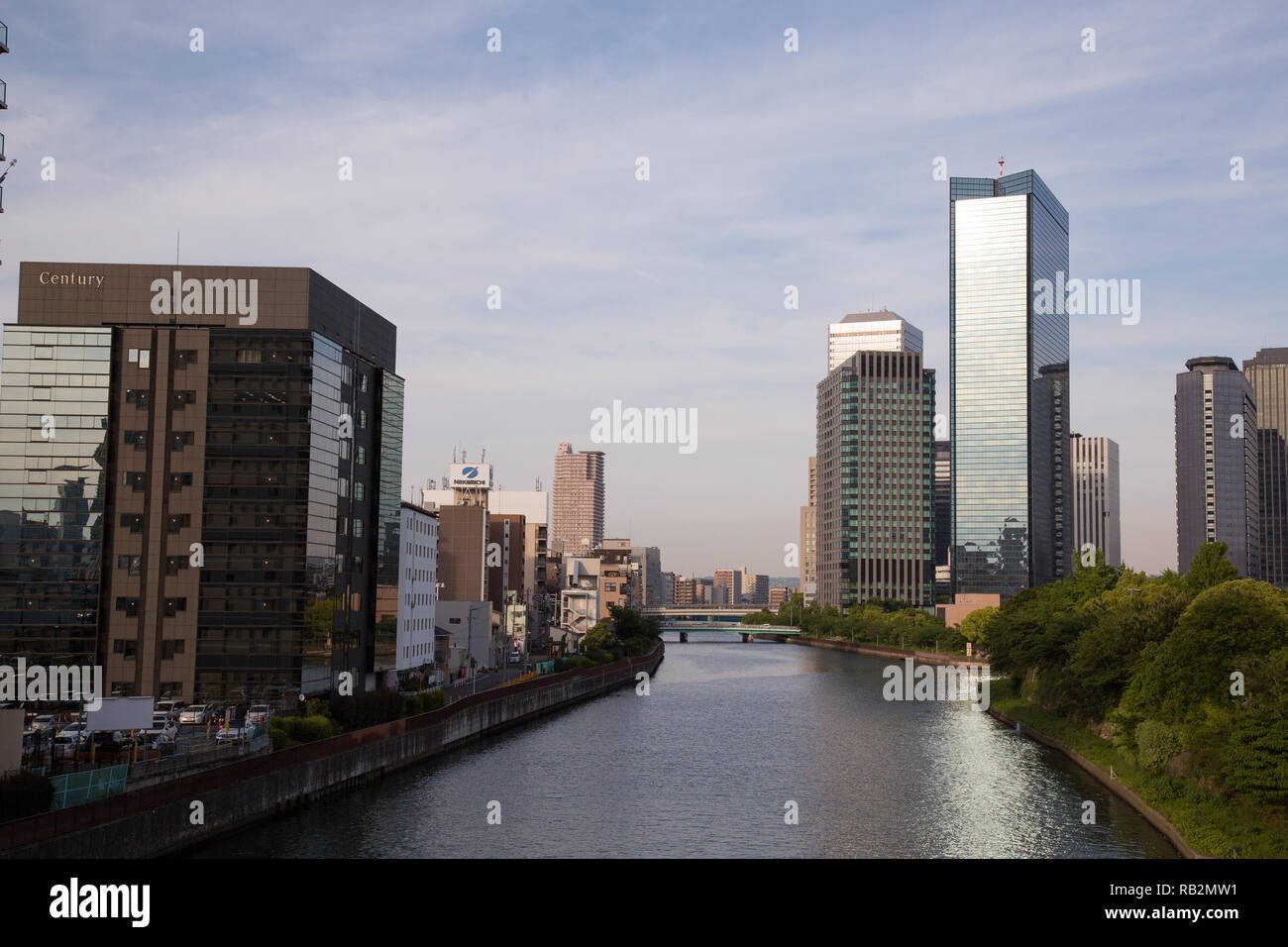 Buildings along the Neya River in Osaka Stock Photo - Alamy