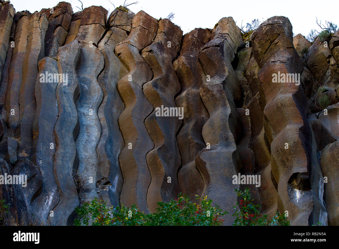 Curvy basalt columns - natural volcanic rock formation in Sinop Boyabat ...