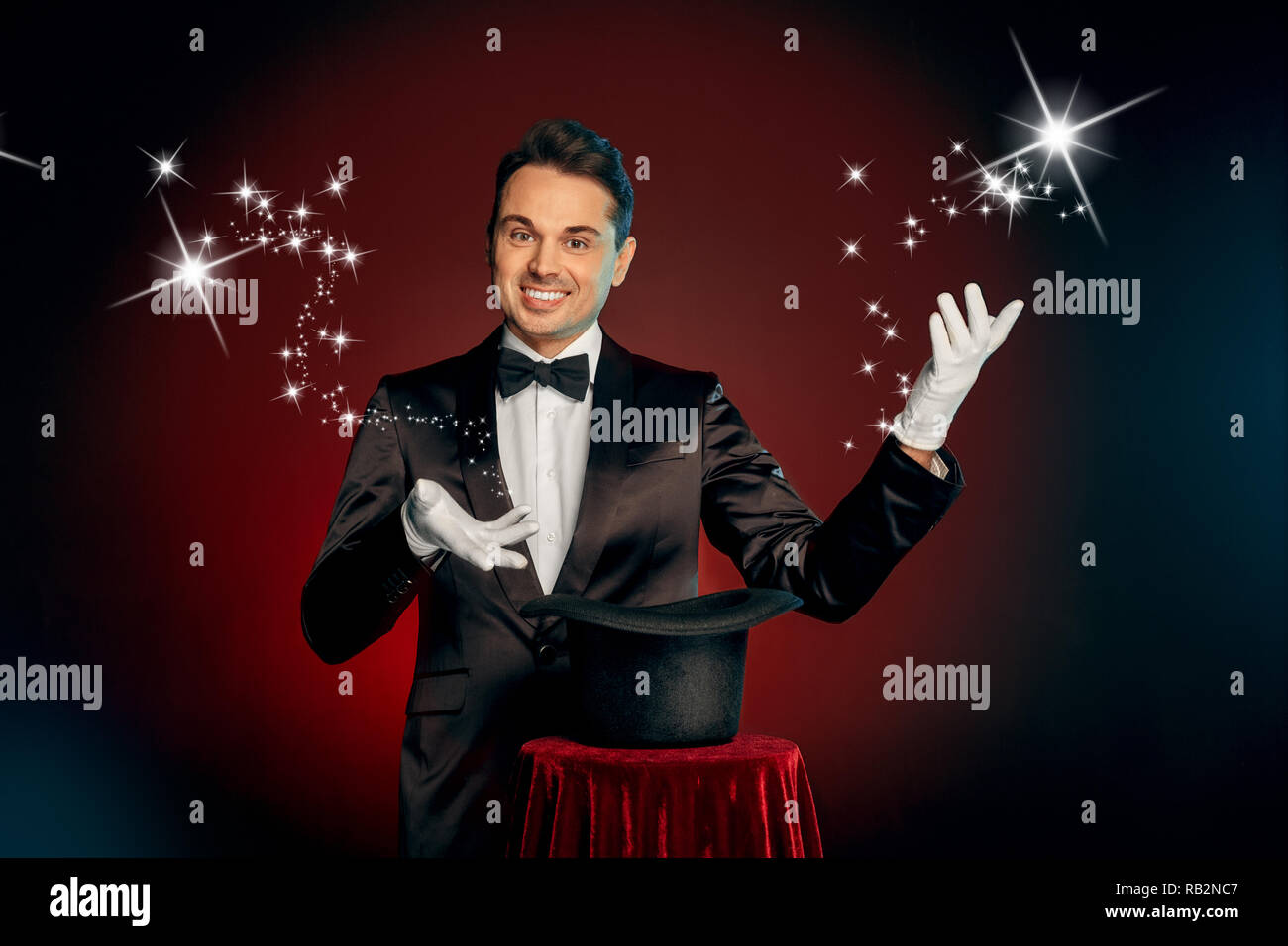 Man magician table hi-res stock photography and images - Alamy