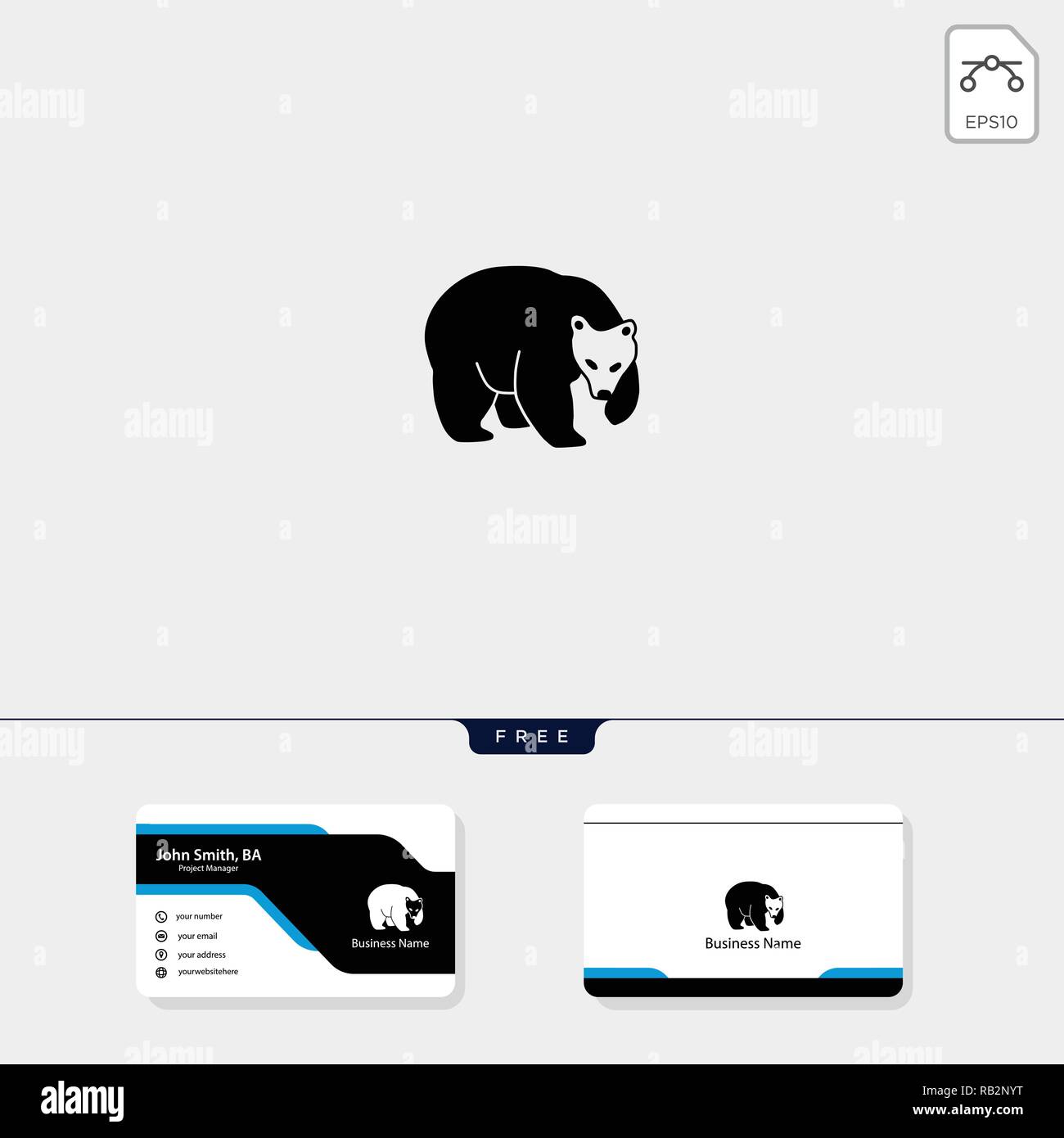 bear logo template vector illustration, free business card design ...