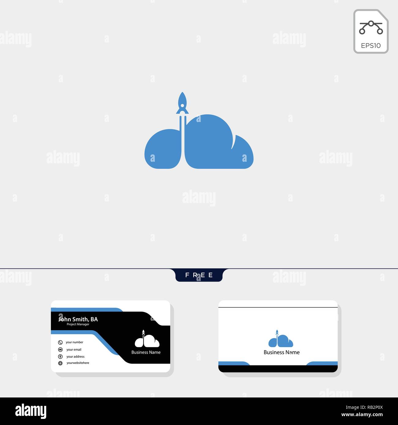 launch rocket and cloud concept logo template for corporate vector ...