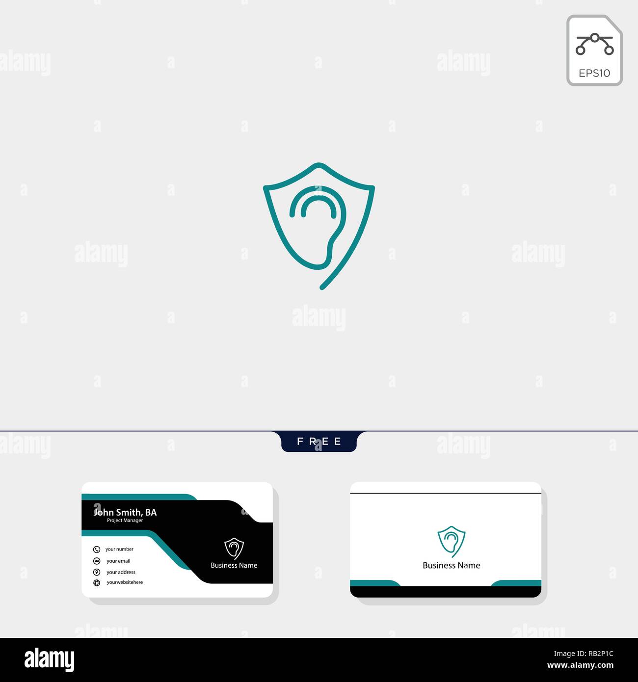 shield protecting ear concept logo template for corporate vector ...