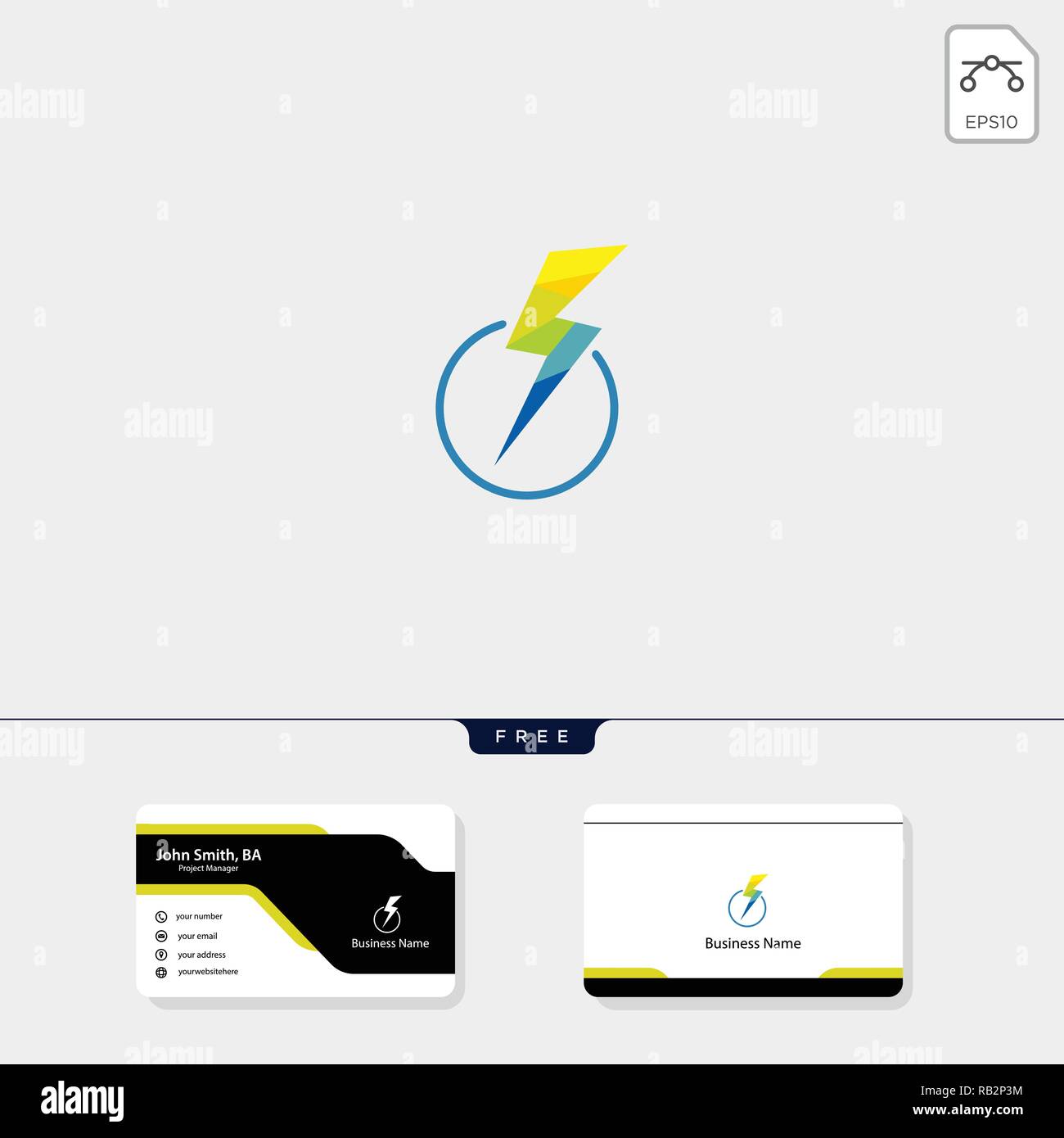 storm, flash logo template vector illustration, free business card ...