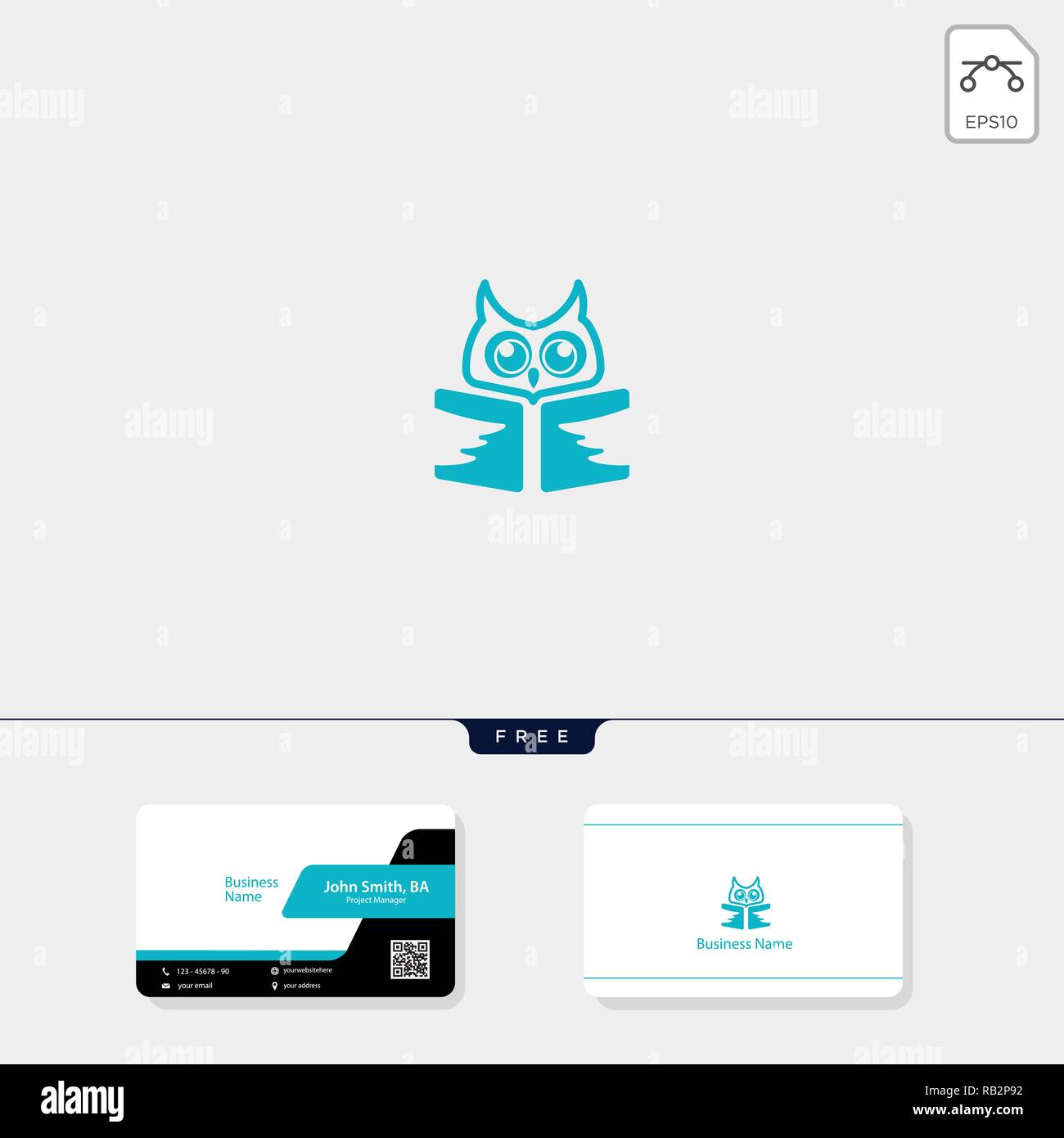 learning owl book logo template vector illustration, free business card ...