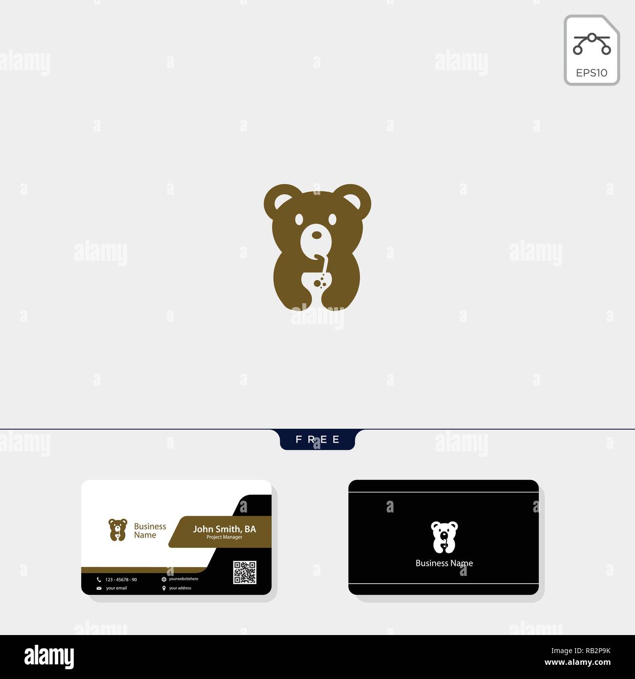 bear logo template vector illustration, free business card design ...