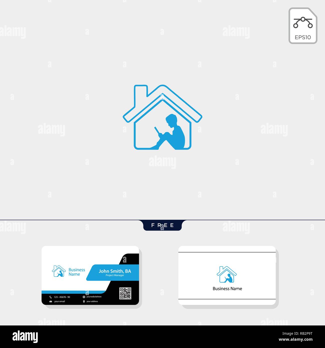 child home learning concept logo template vector illustration, free ...