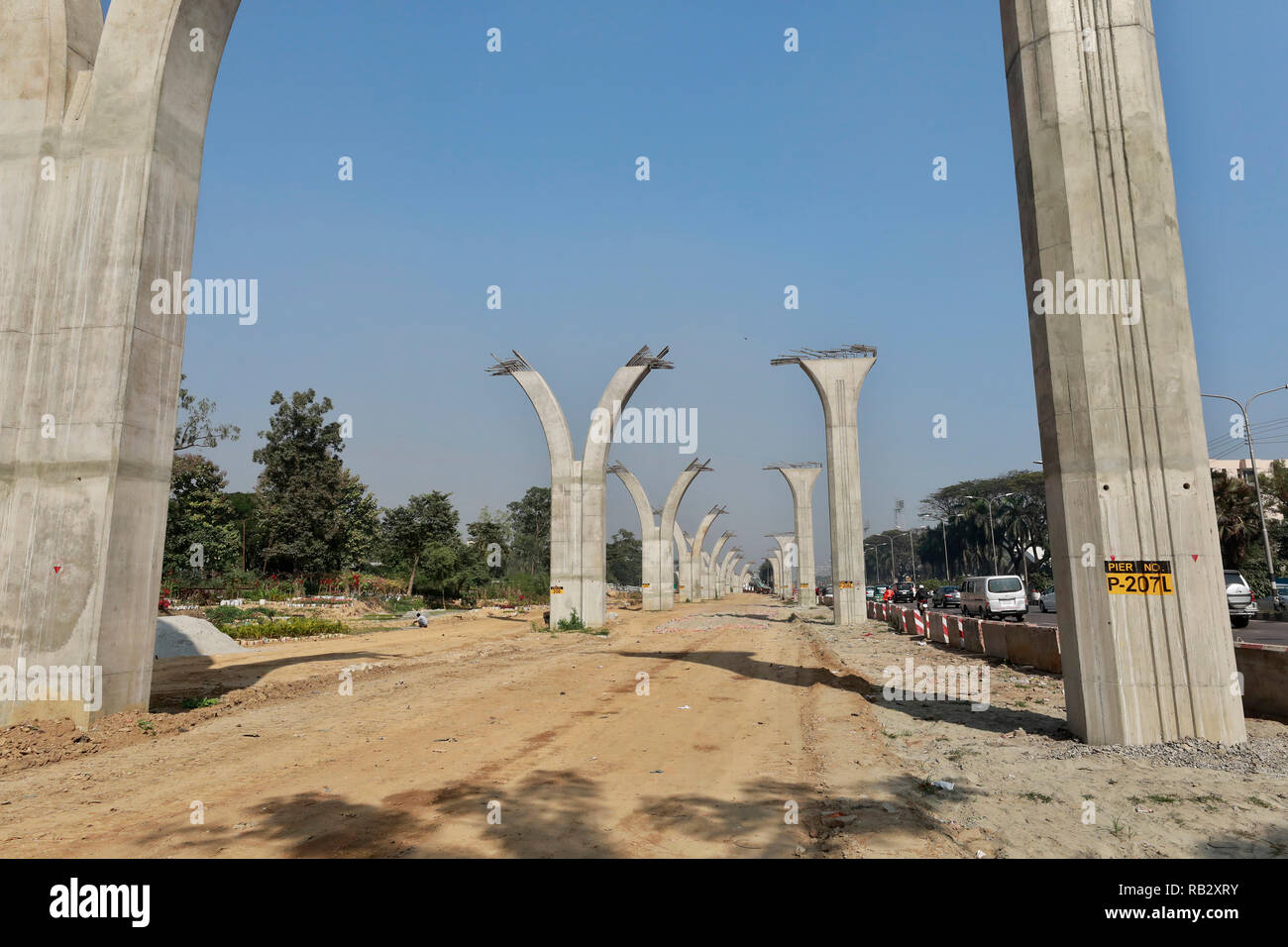 Dhaka, Bangladesh. 6 January 2019. A construction site of the much-hyped Elevated expressway at ...