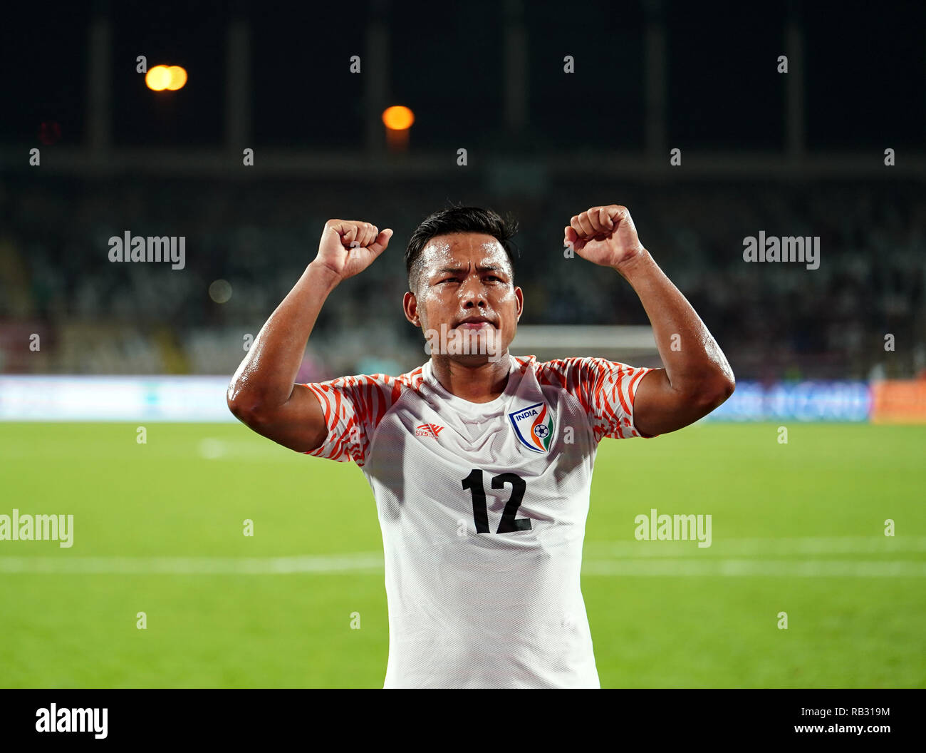 Abu Dhabi, UAE. 06th Jan, 2019. Jeje Lalpekhlua of Indiathanking the ...