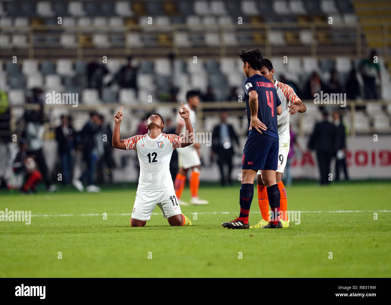 Abu Dhabi, UAE. 06th Jan, 2019. Jeje Lalpekhlua of Indiacelebrating the ...