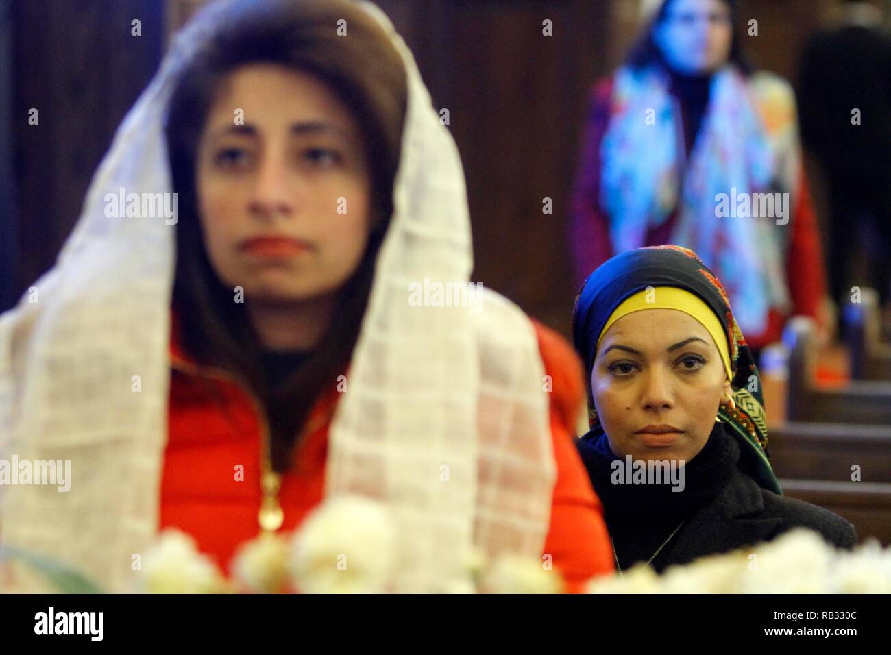 Cairo, Egypt. 06th Jan, 2019. A Coptic Orthodox Christian woman, and a ...