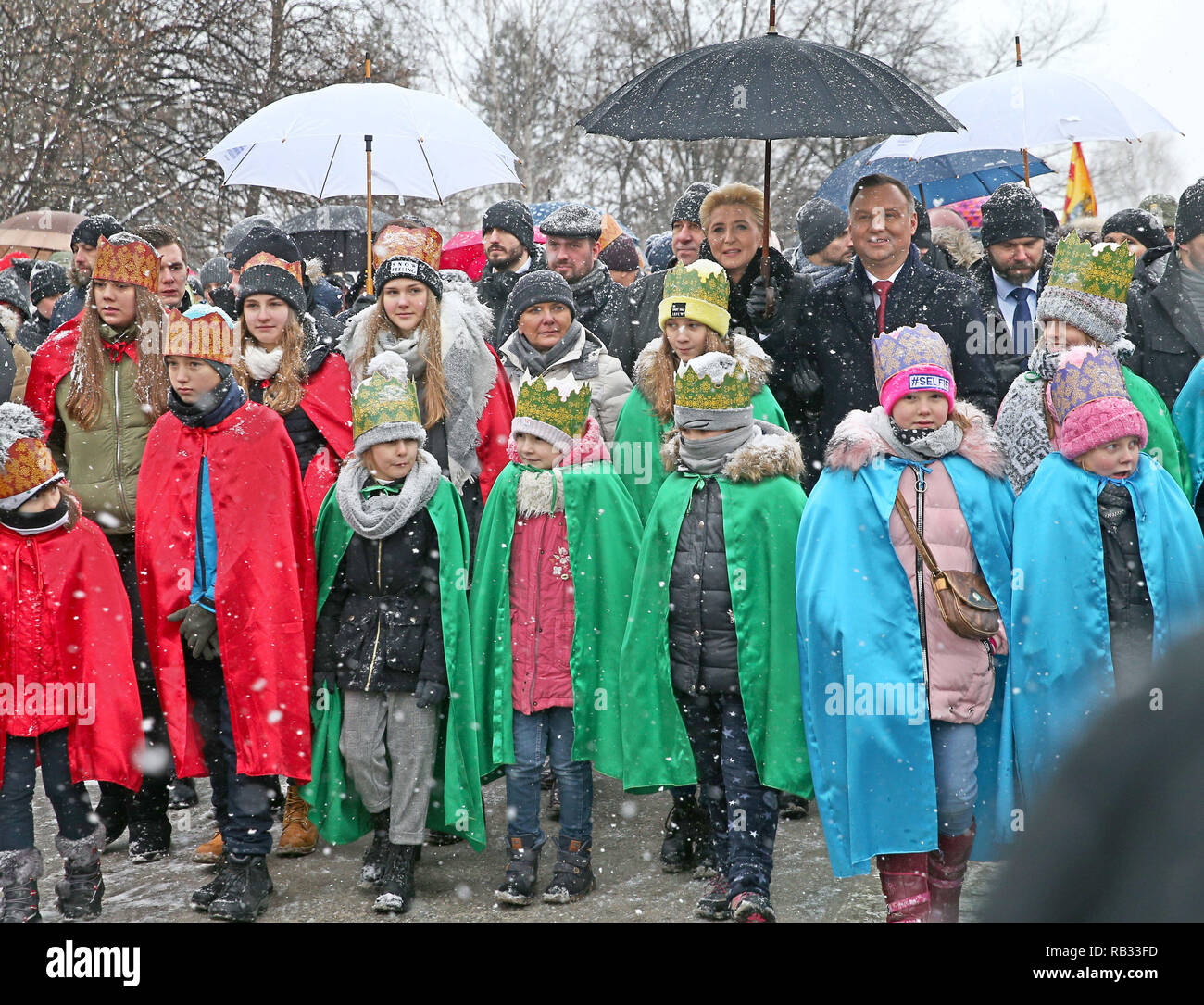 Wadowice, Poland. 6th Jan, 2019. Polish President Andrzej Duda and ...