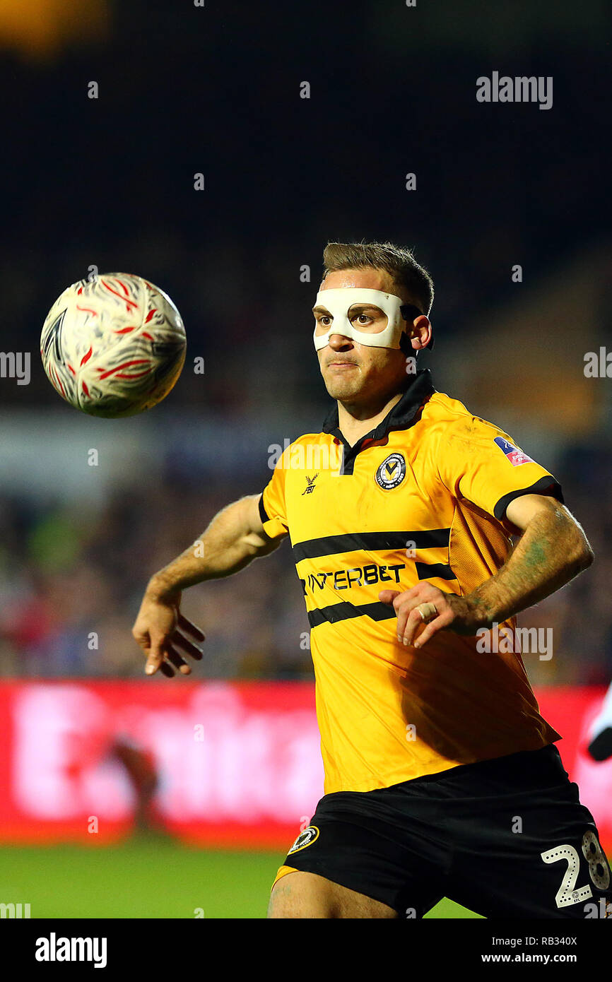 Newport, UK. 06th Jan, 2019. The masked Mickey Demetriou of Newport ...