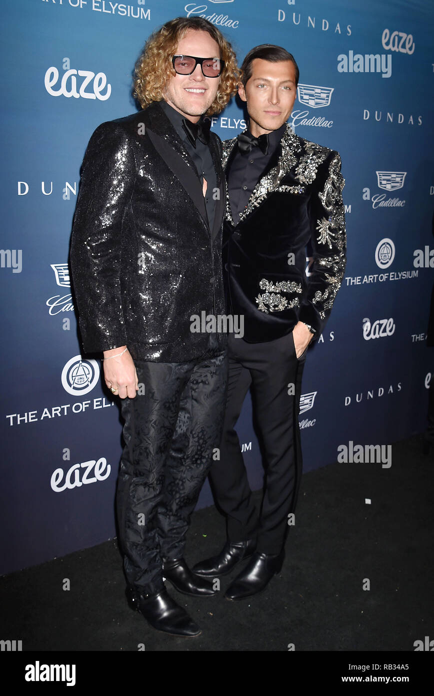 Los Angeles, USA. 5 January 2019. Peter Dundas (L) and Evangelo Bousis ...