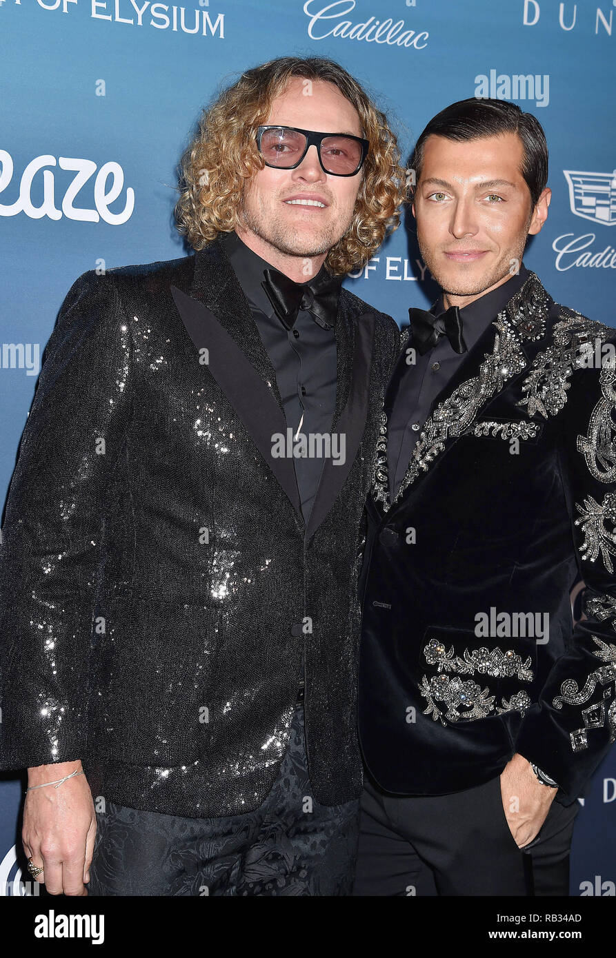 Los Angeles, USA. 5 January 2019. Peter Dundas (L) and Evangelo Bousis ...
