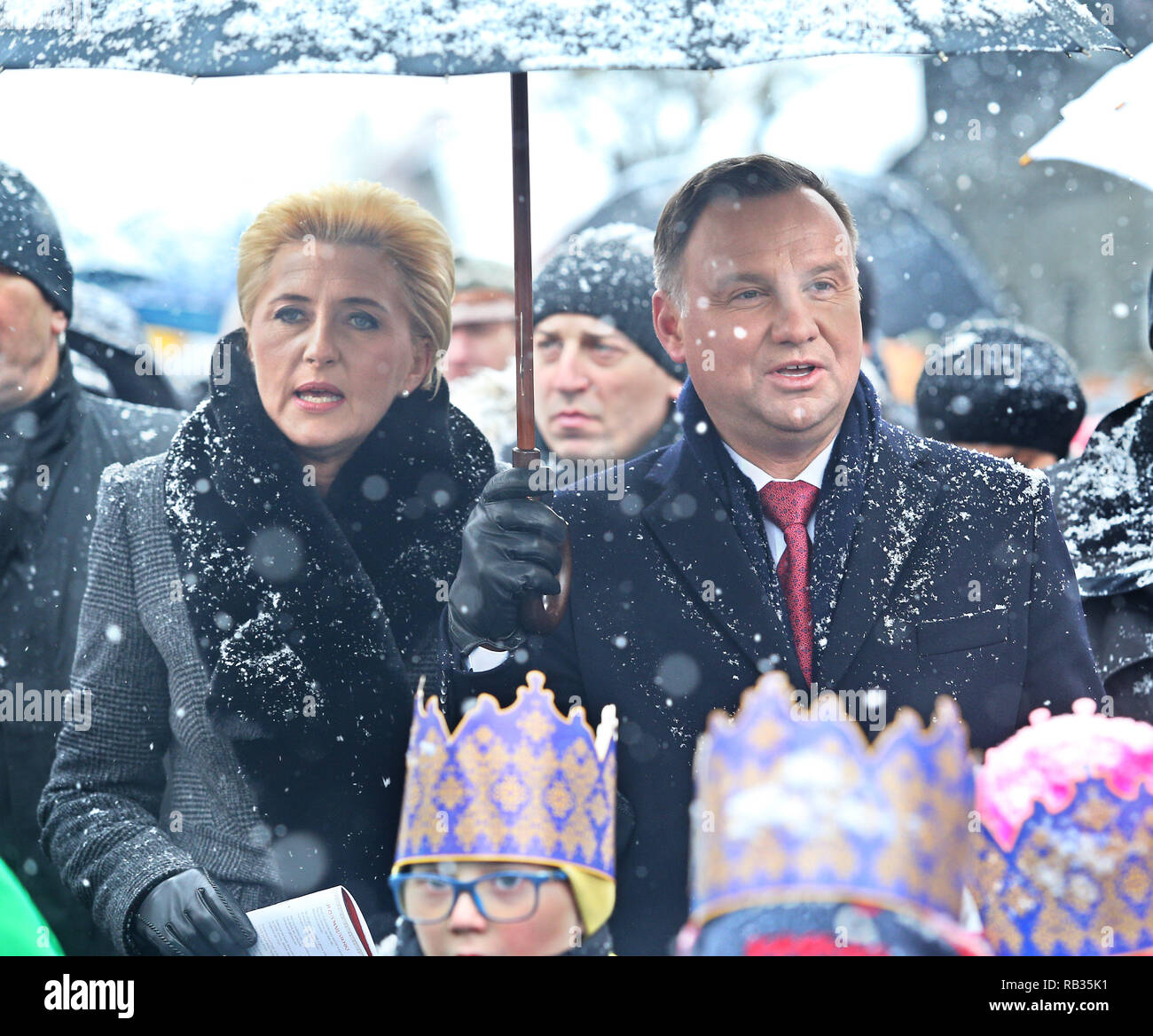 Wadowice, Poland. 6th Jan, 2019. Polish President Andrzej Duda and ...