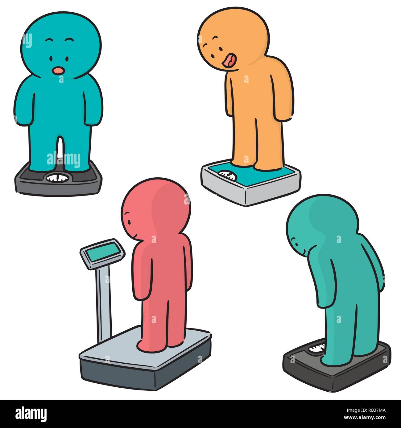vector set of people on weighing machine Stock Vector Image & Art - Alamy