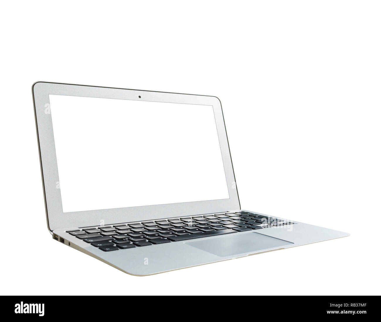 Laptop computer PC with blank screen mock up isolated on white ...