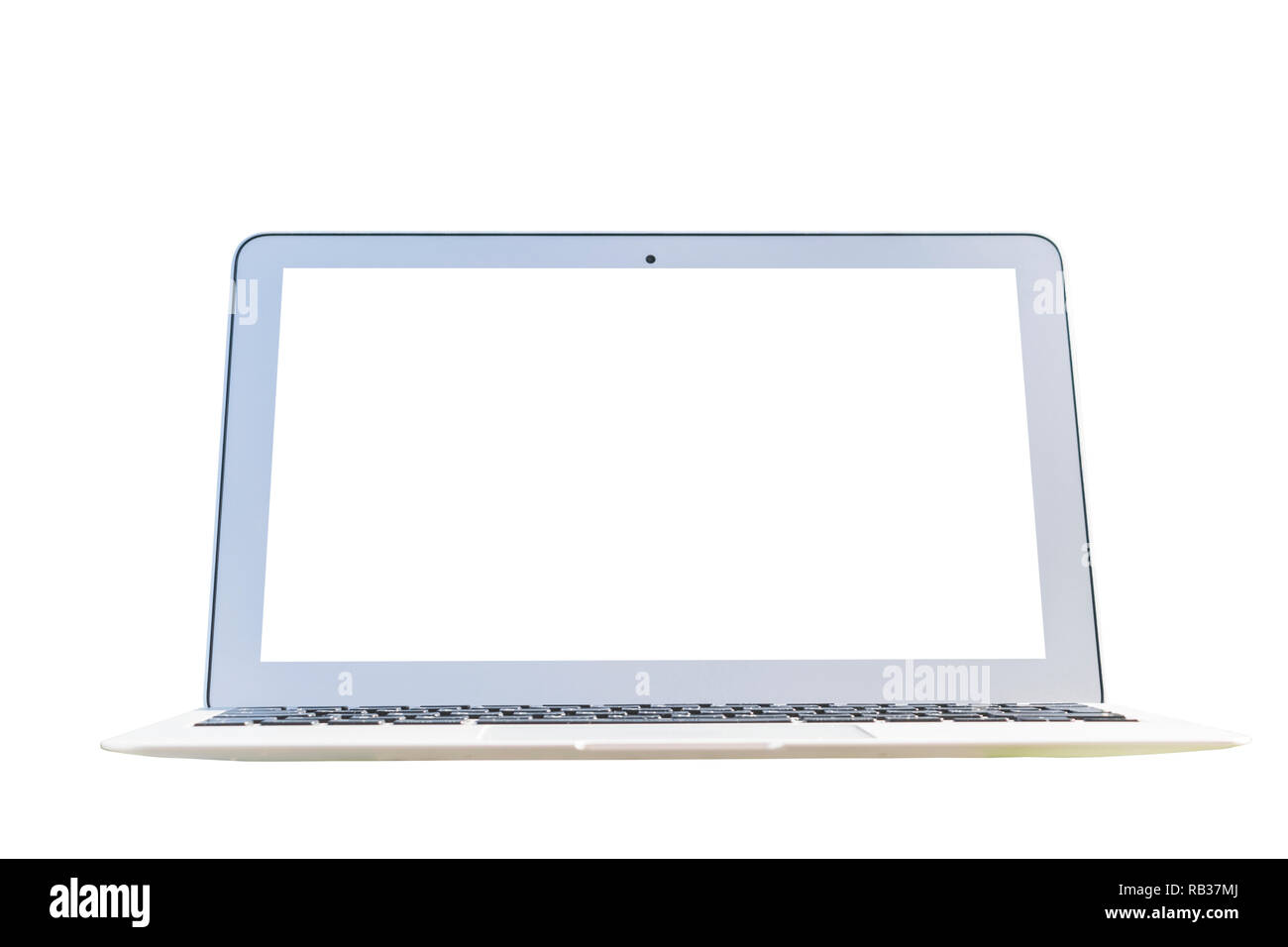 Laptop computer PC with blank screen mock up isolated on white ...