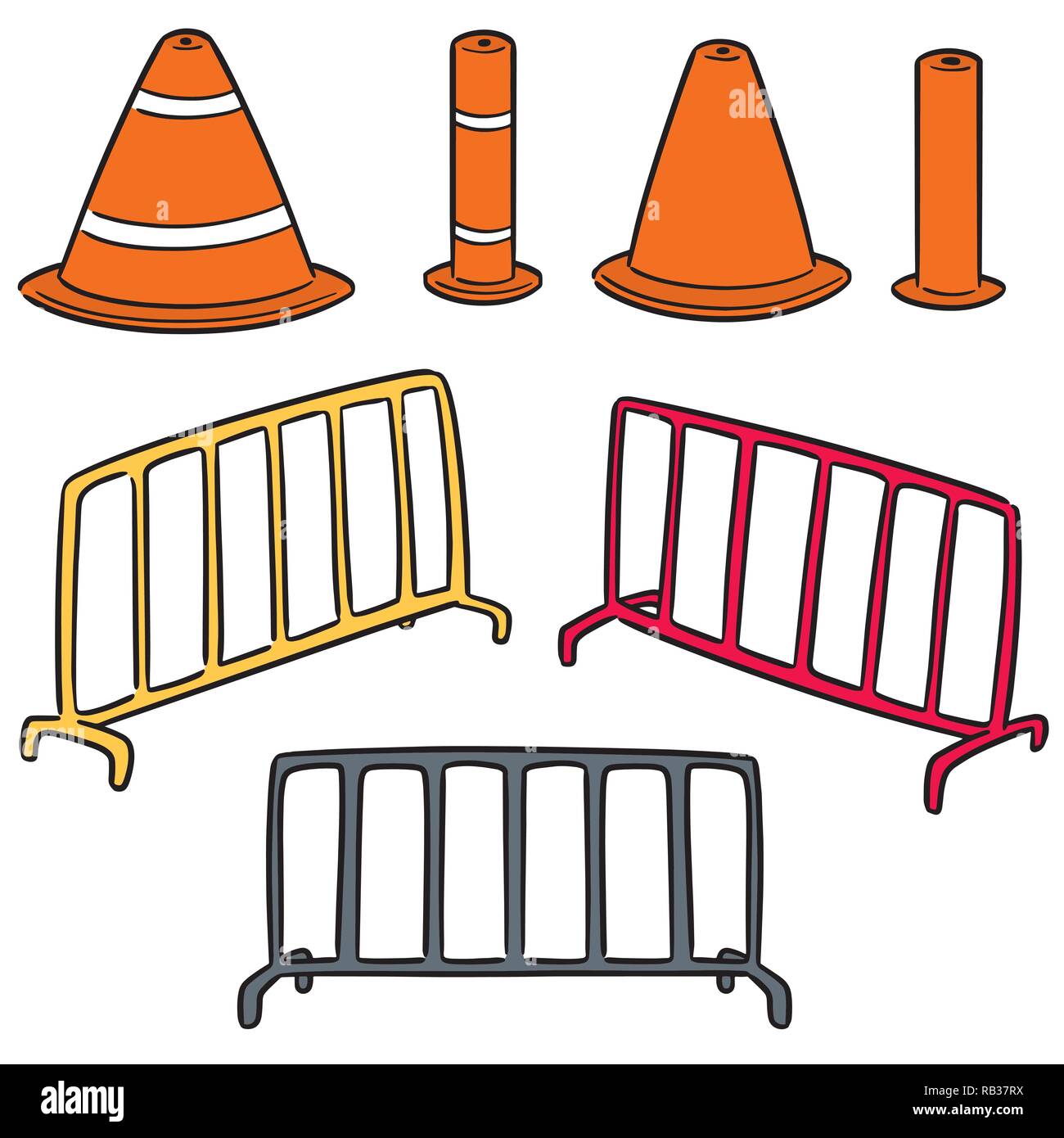 vector set of traffic cone and traffic fence Stock Vector Image & Art ...