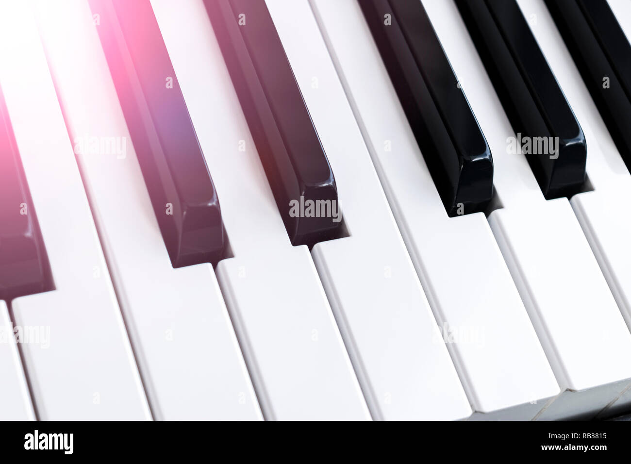 Top view of piano keys. Close-up of piano keys. Close frontal view ...
