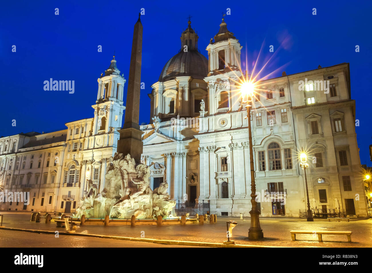 The Piazza Navona at night , Rome, Italy Stock Photo - Alamy