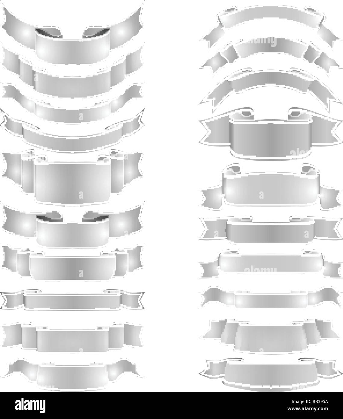 isolated vector colored satin ribbons set - silver Stock Vector Image ...