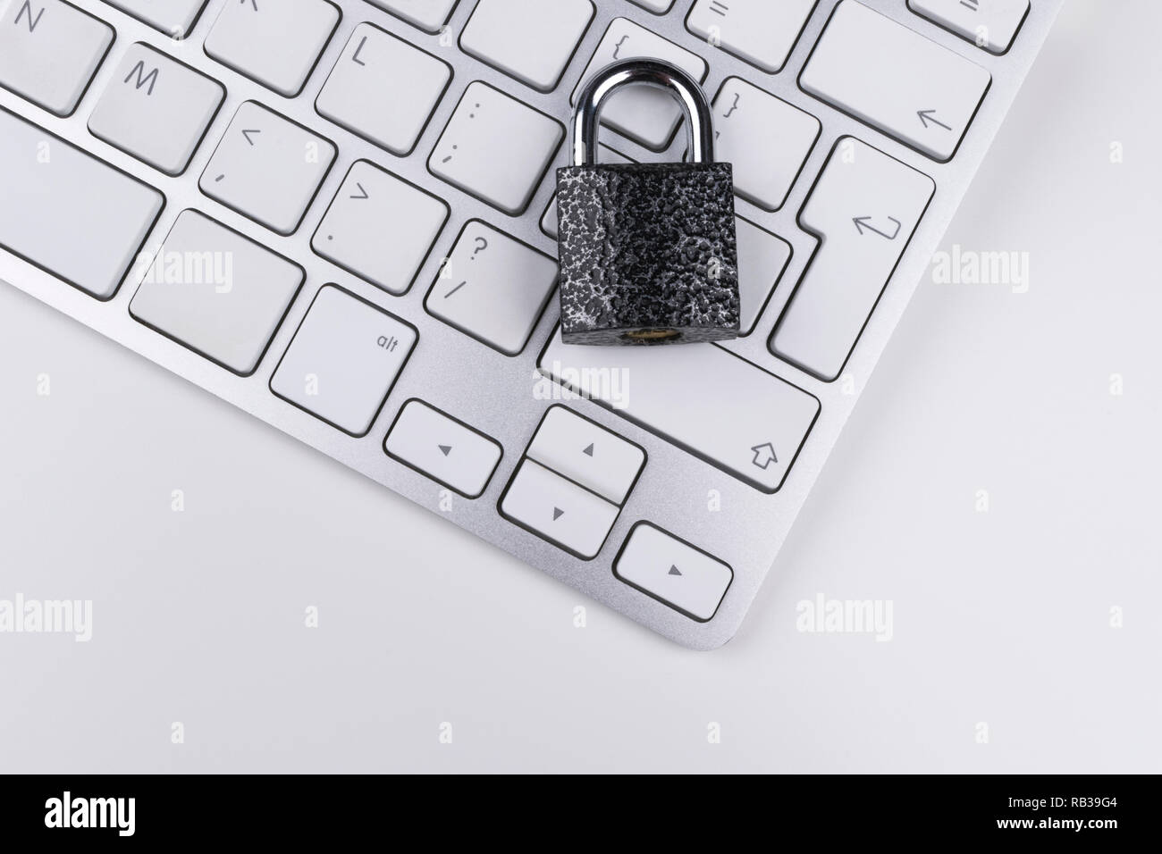 Locked computer safe from virus or malware attack. Laptop computer ...