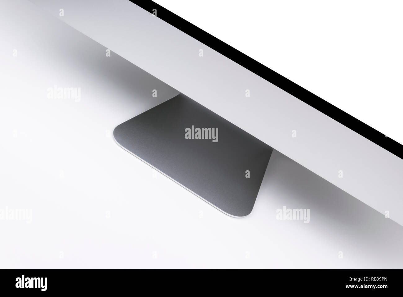 Business workplace with computer with isolated white screen on white ...