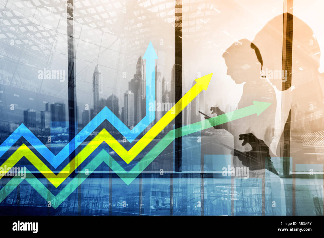 Financial growth arrows graph. Investment and trading concept Stock ...
