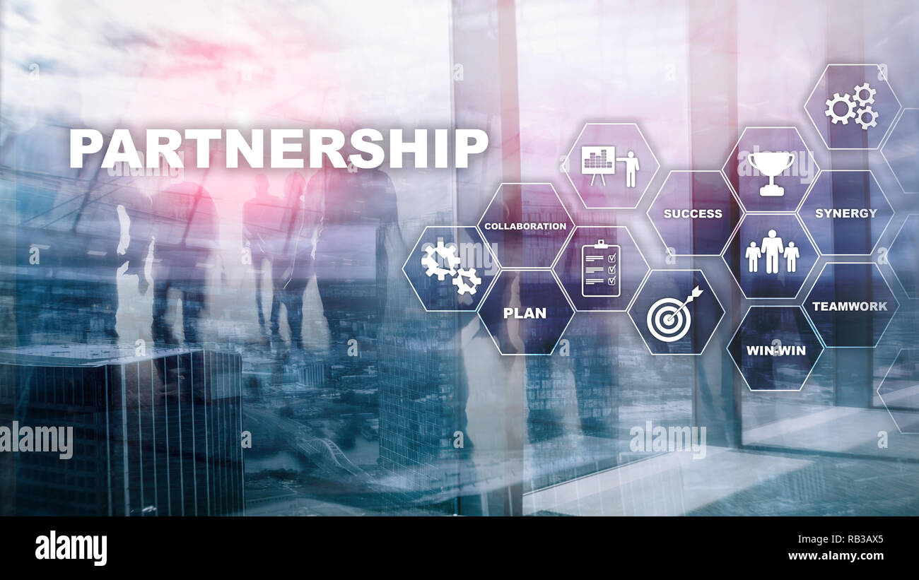 Business partnership concept. Successful deal after great meeting ...