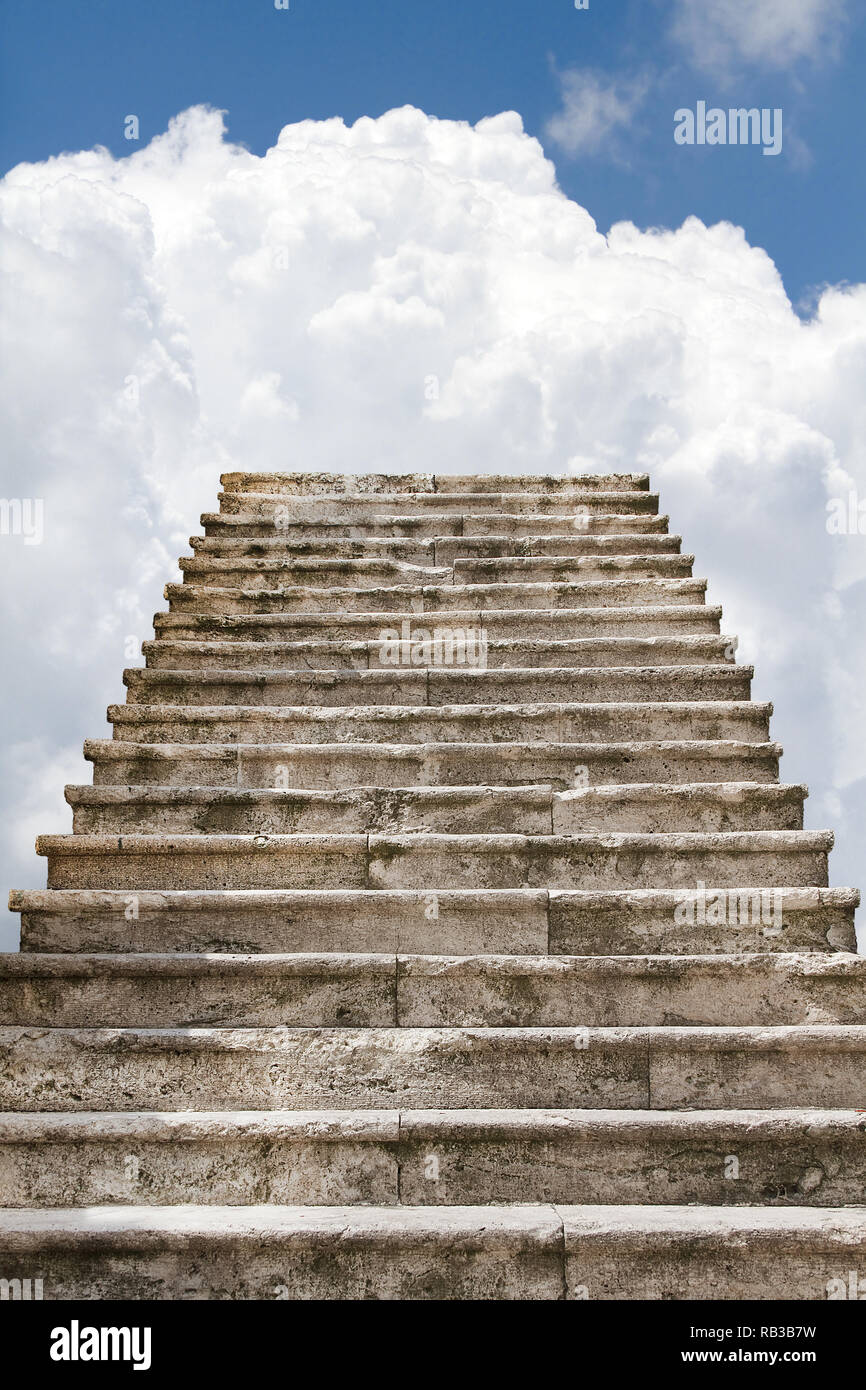 old historical stairway going to the sky with clouds Stock Photo - Alamy