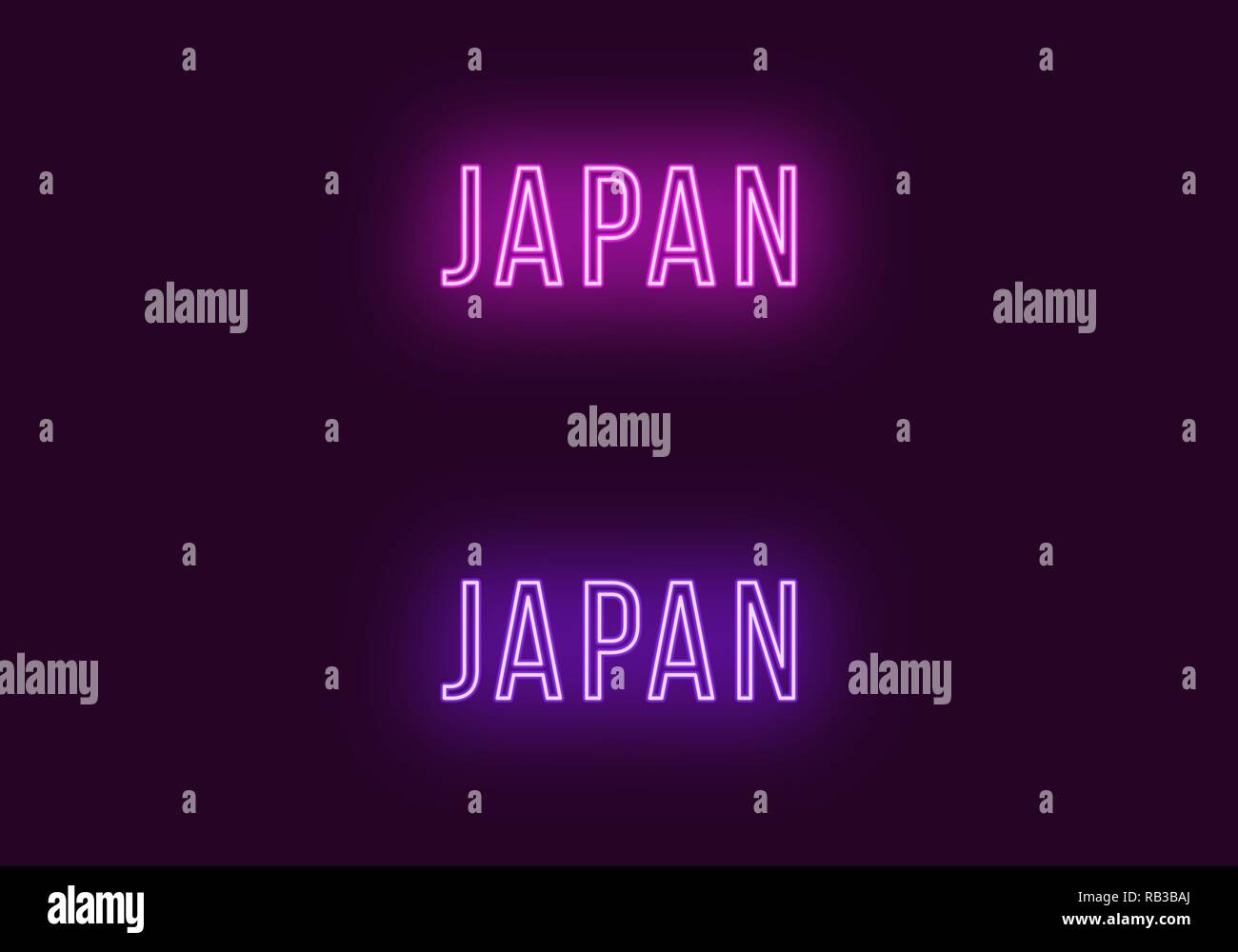 Neon name of Japan country. Vector text of Japan territory, Neon ...