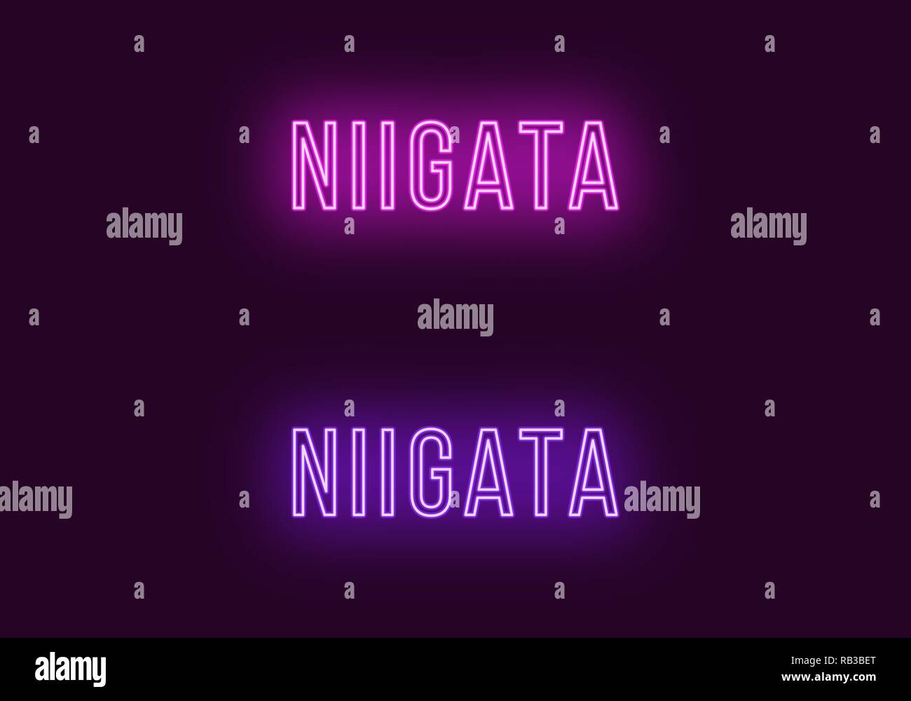 Neon name of Niigata city in Japan. Vector text of Niigata, Neon ...