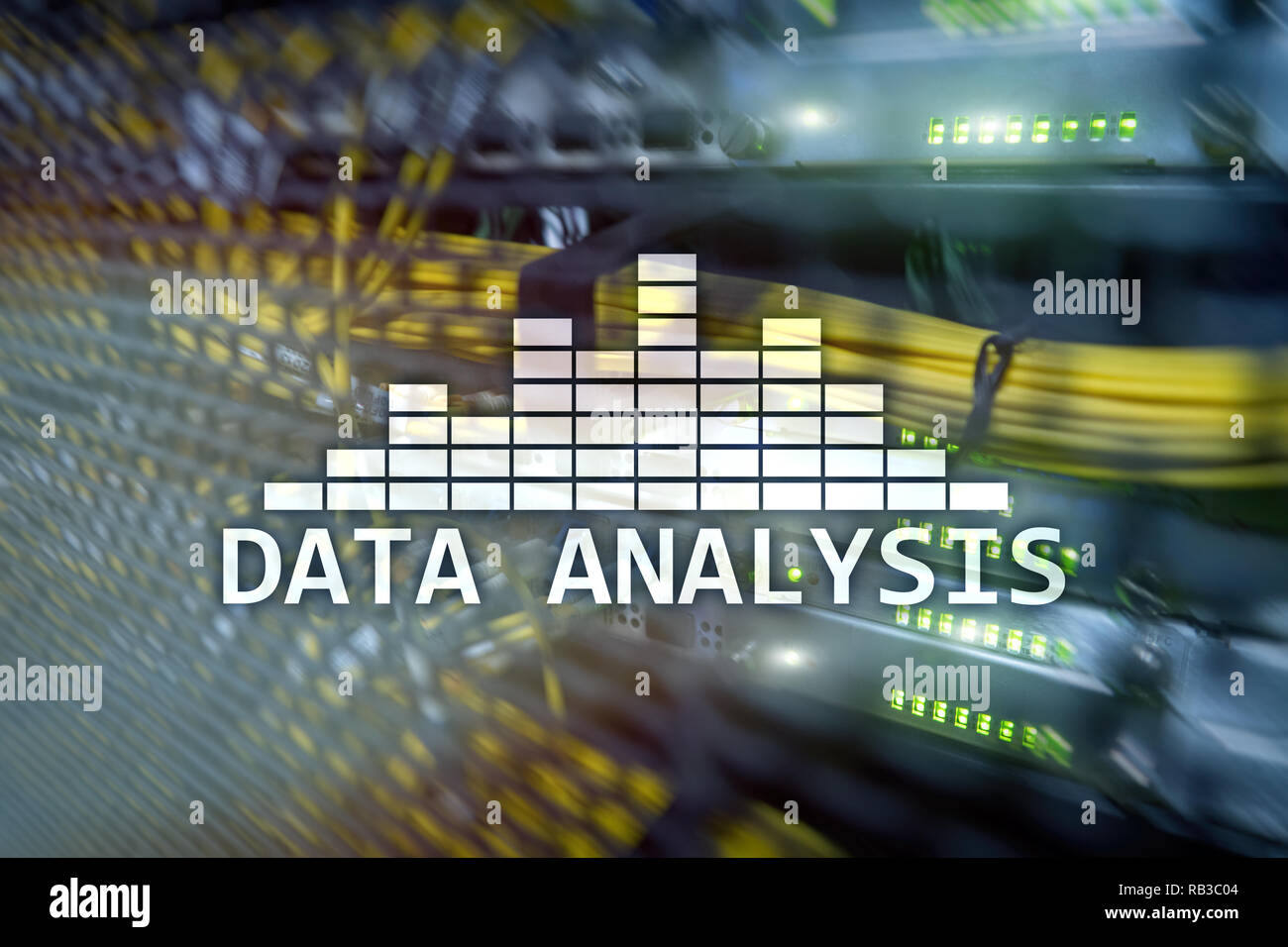 Big Data analysis text on server room background. Internet and modern ...