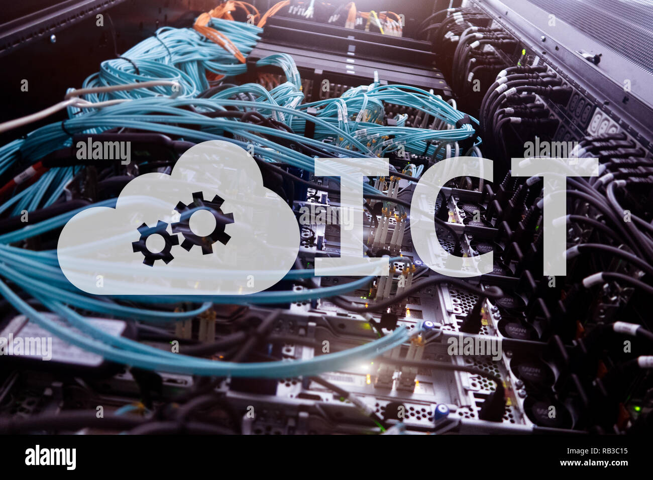 ICT - information and communications technology concept on server room ...