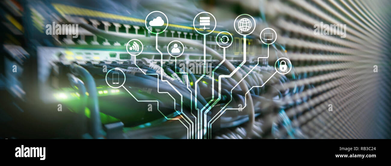 IOT, Internet of things telecommunication concept. Server room Stock ...