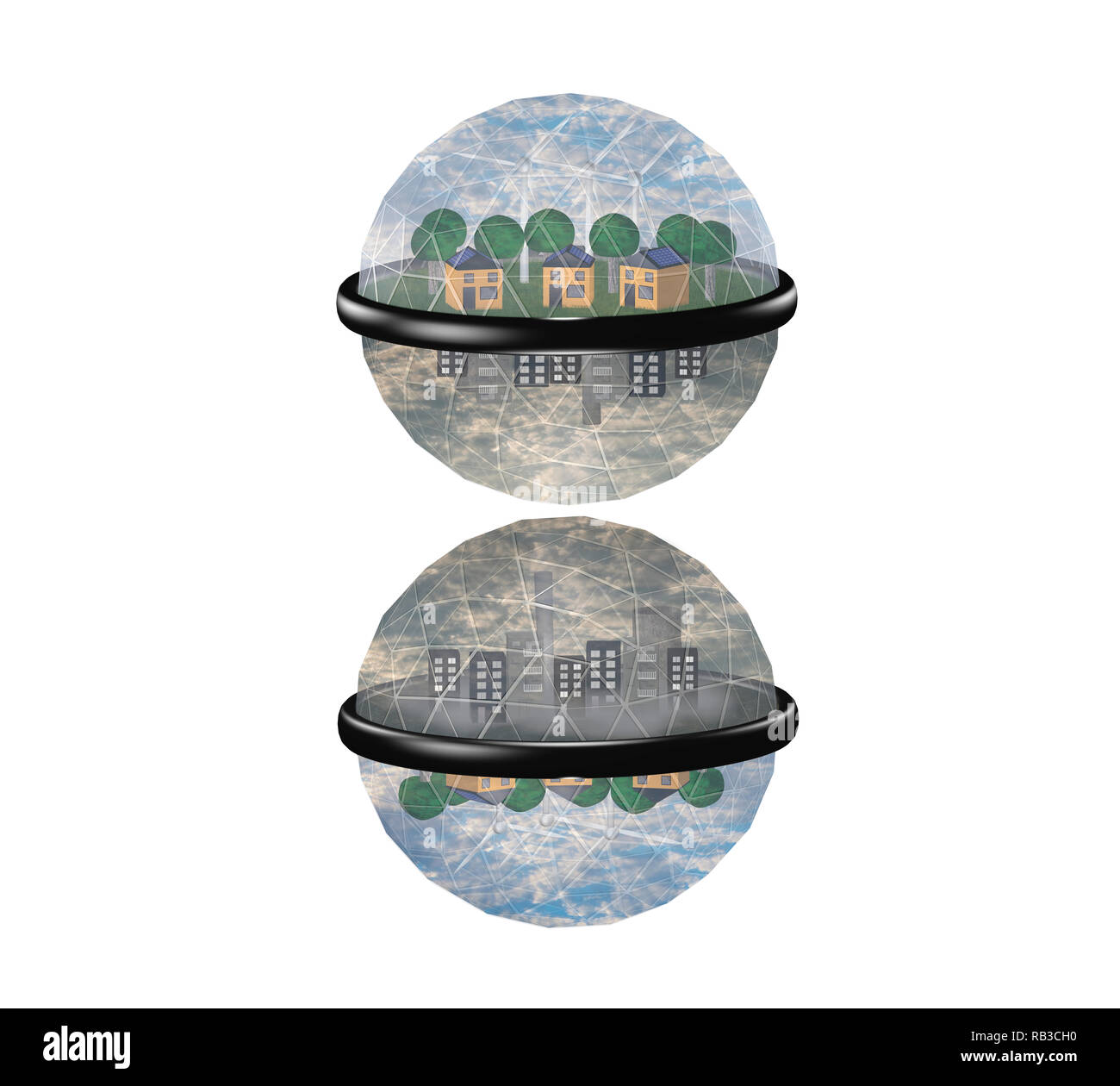 World globe with two sides. An environmentally friendly and ...