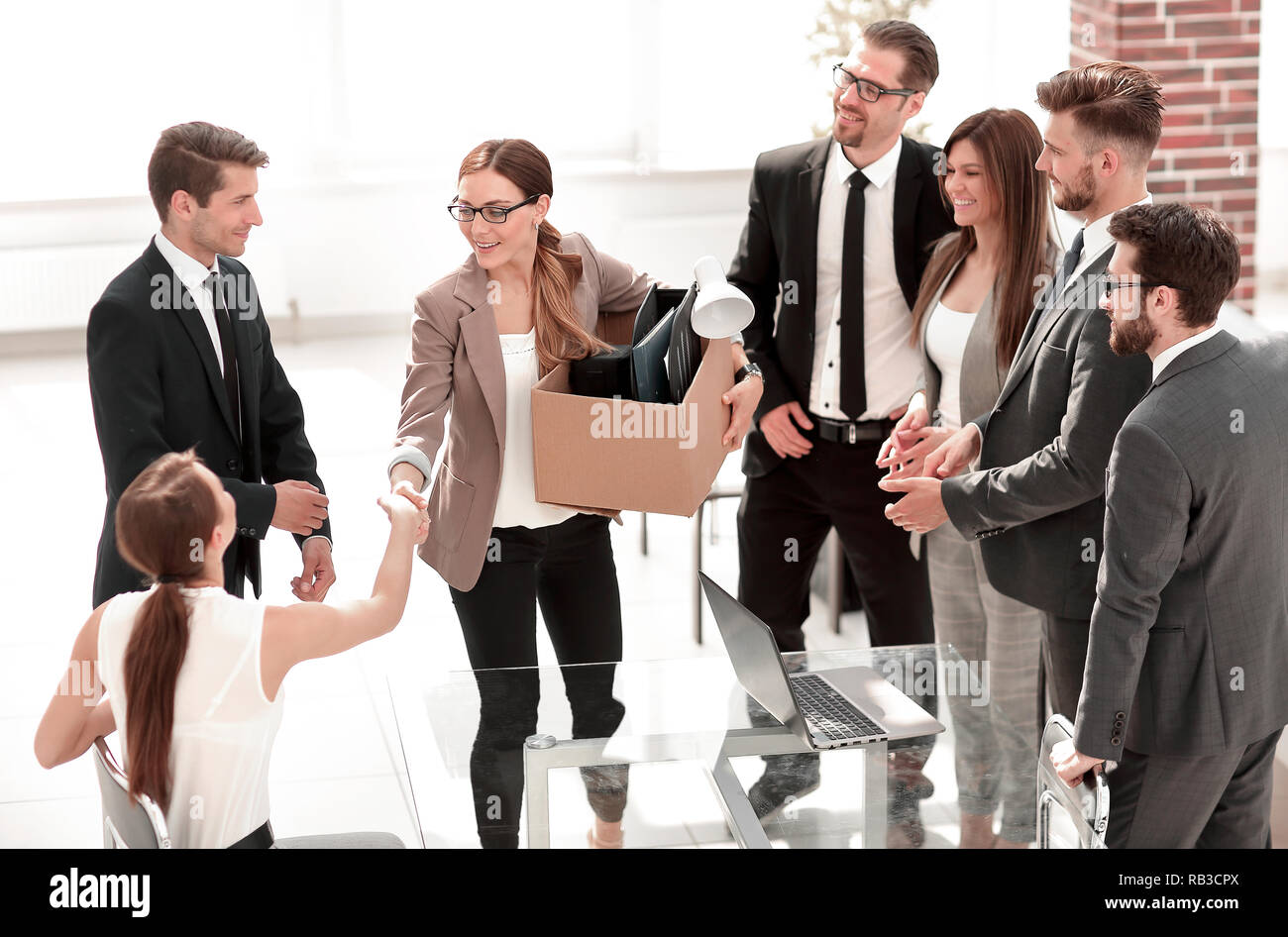 business team meets a new employee Stock Photo - Alamy