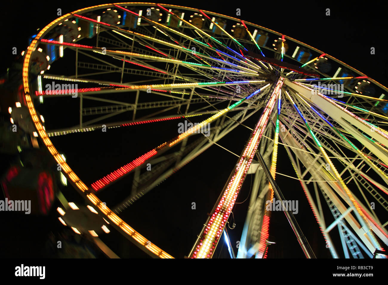 The night view of colorful Ferris wheel in Berlin downtown (Germany ...