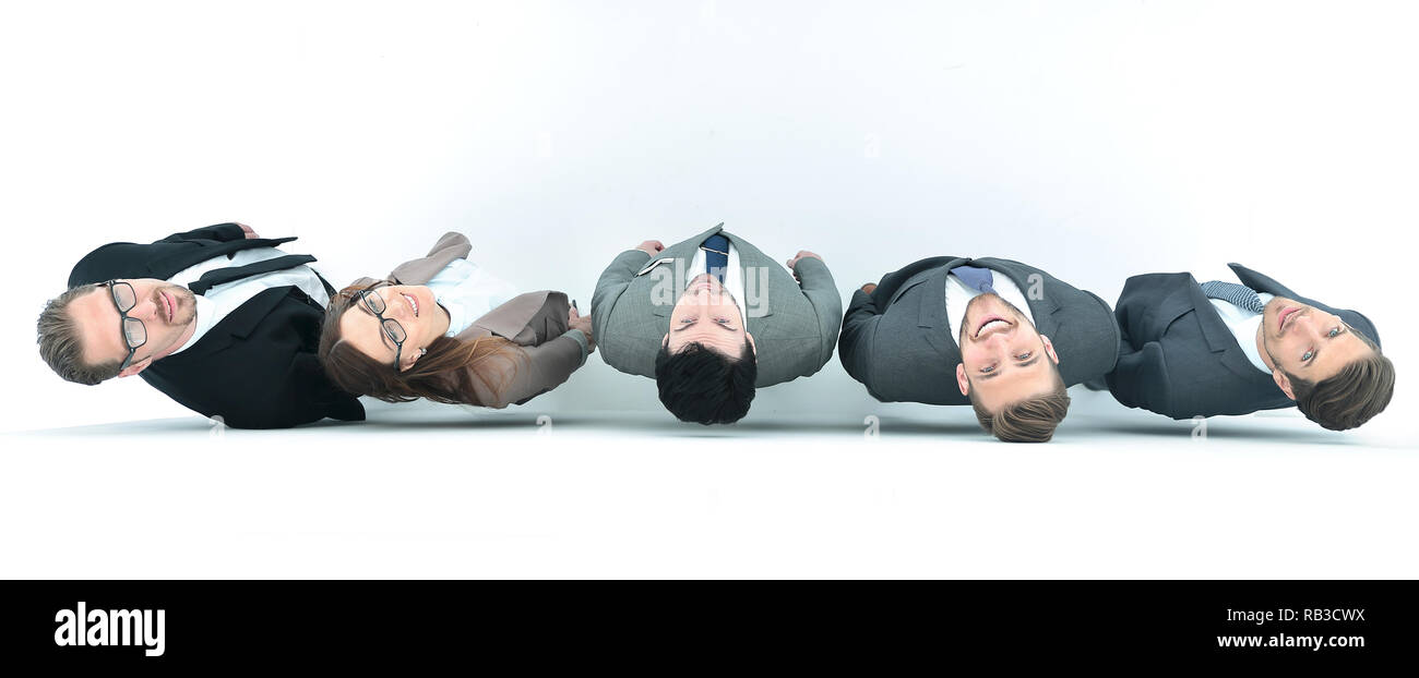 top view.a group of business people looking at the camera Stock Photo ...