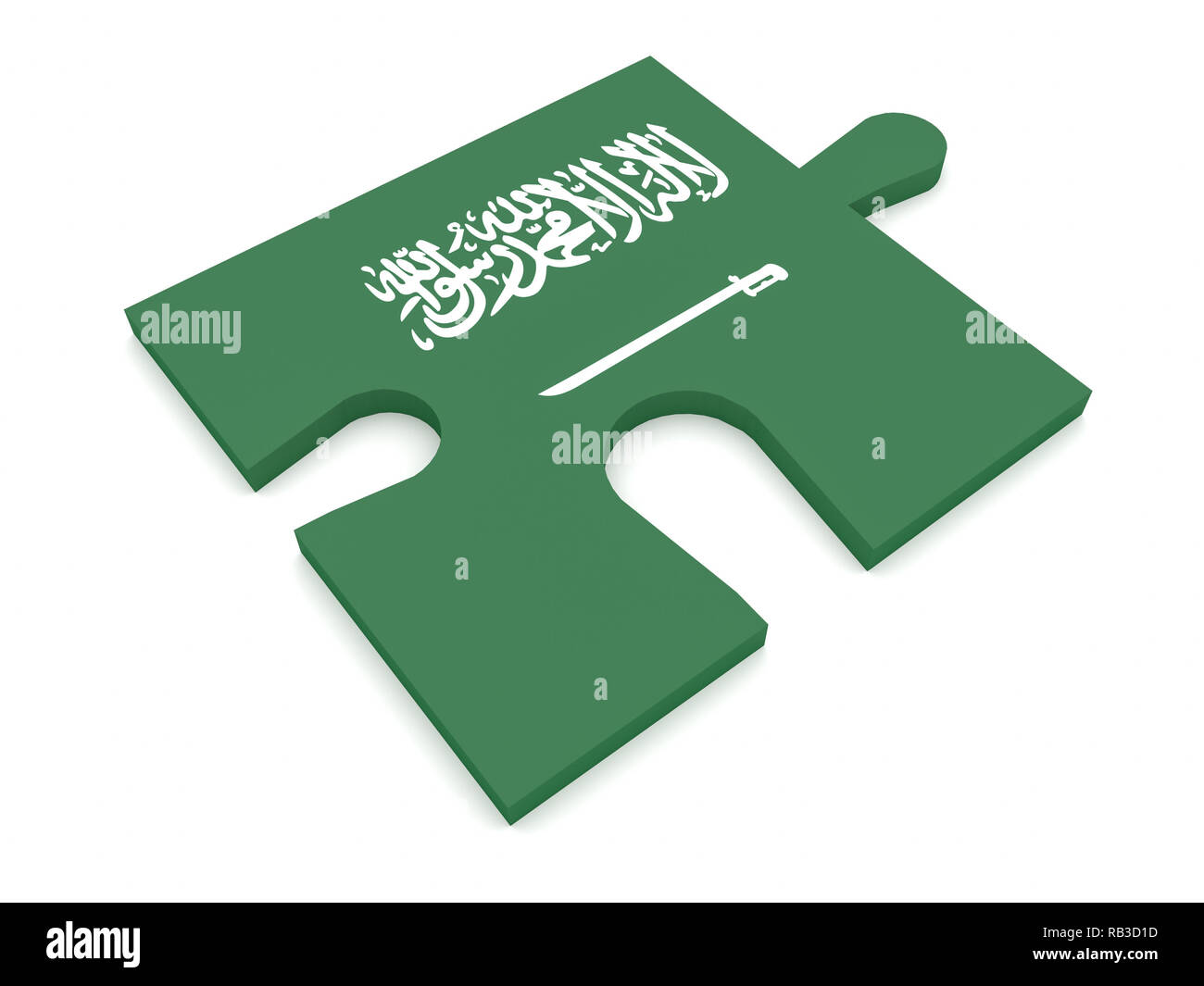 Puzzle Piece With Saudi Arabia Flag, 3d illustration on white ...