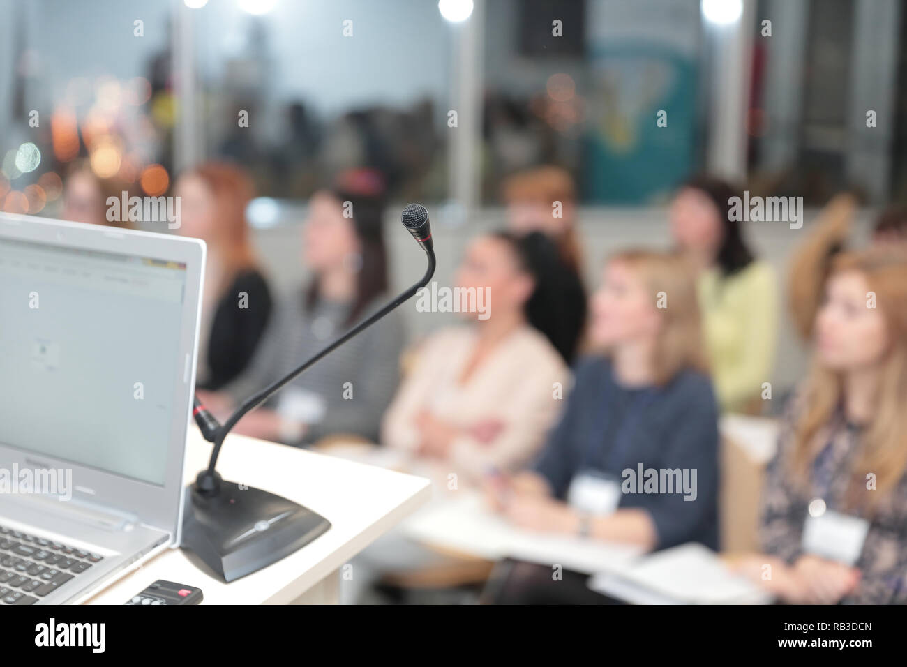 background image of the audience seated in the conference room Stock ...