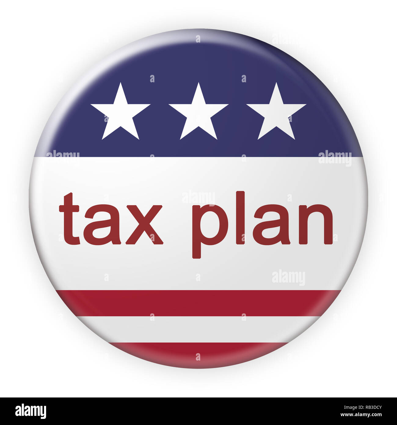 USA Politics News Badge: Tax Plan Button With US Flag, 3d illustration ...