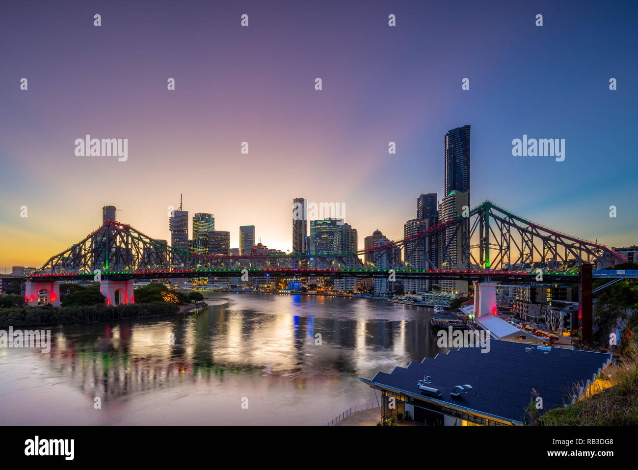 brisbane with story bridge in australia at dusk Stock Photo - Alamy