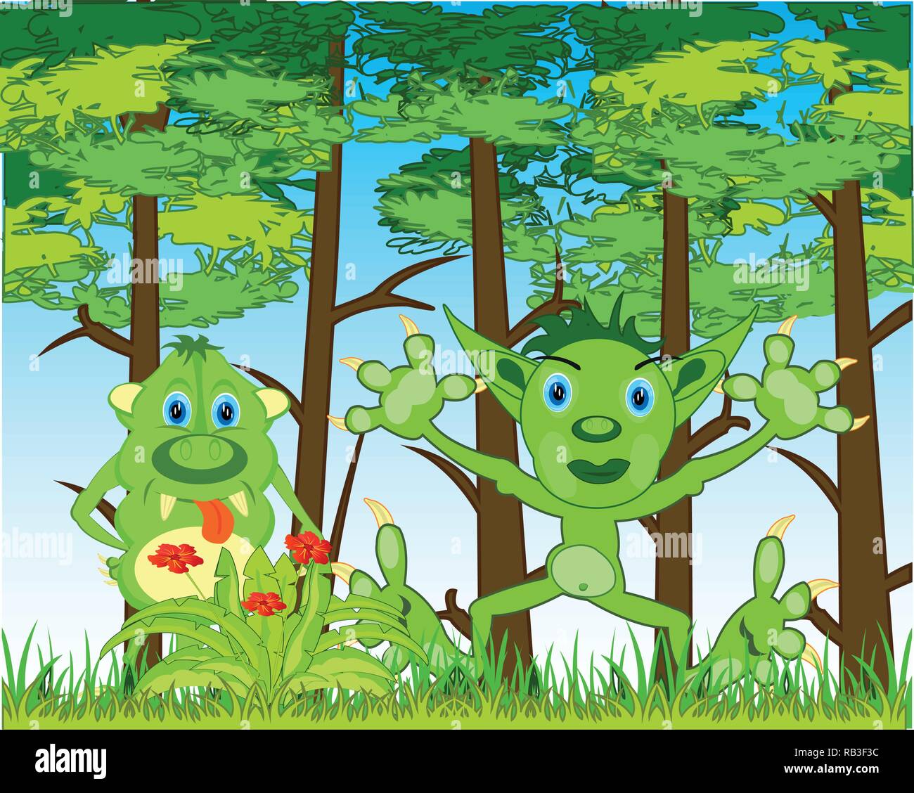 Fairy-tale monster and have touched in year wood Stock Vector Image ...