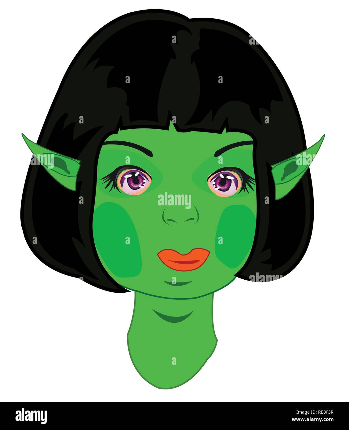 Fairy-tale girl troll with green skin portrait Stock Vector Image & Art ...