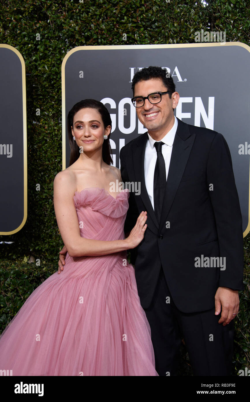 Emmy Rossum and Sam Esmail arrive at the 76th Annual Golden Globe ...