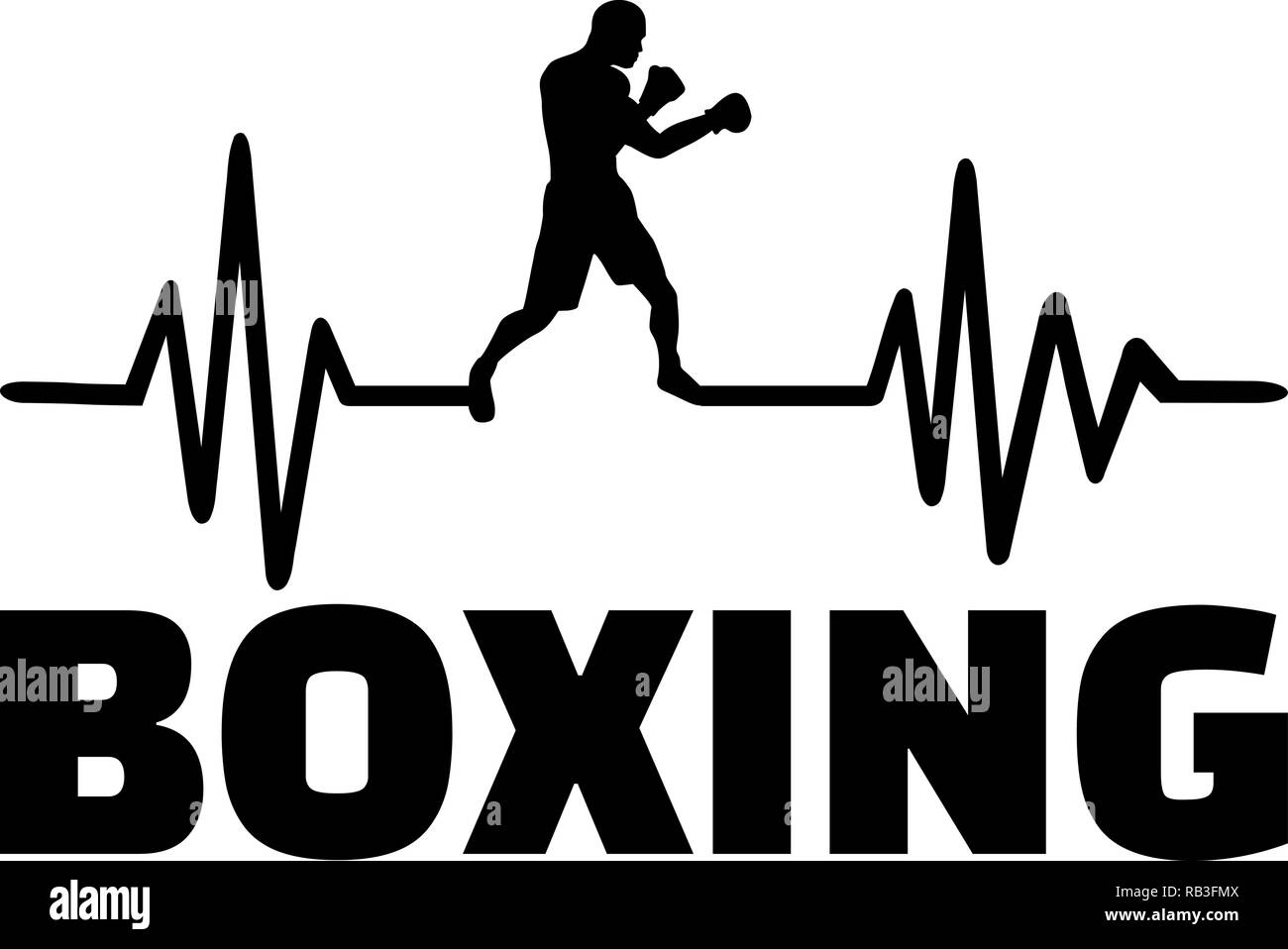 Heartbeat pulse line with boxer and boxing word Stock Vector Image ...