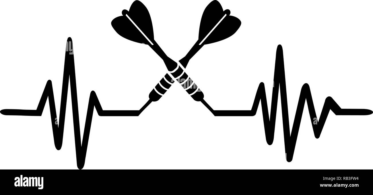Heartbeat pulse line darts with word and crossed darts Stock Vector ... Heartbeat pulse line darts with word and crossed darts Stock Vector ...